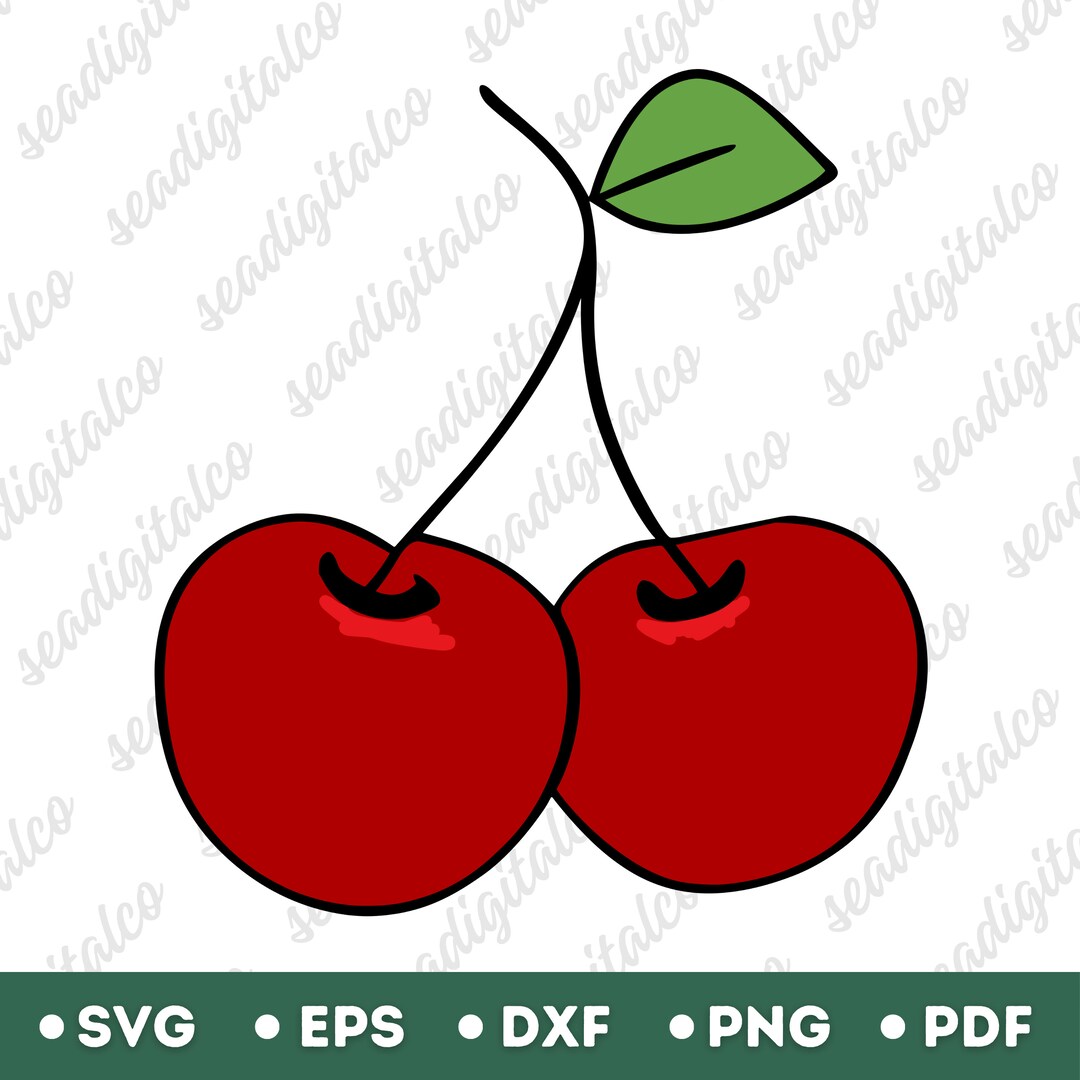 Red Cherry Svg, Cherries Svg, Cherry Drawing, Fruits Png, Doodle ...