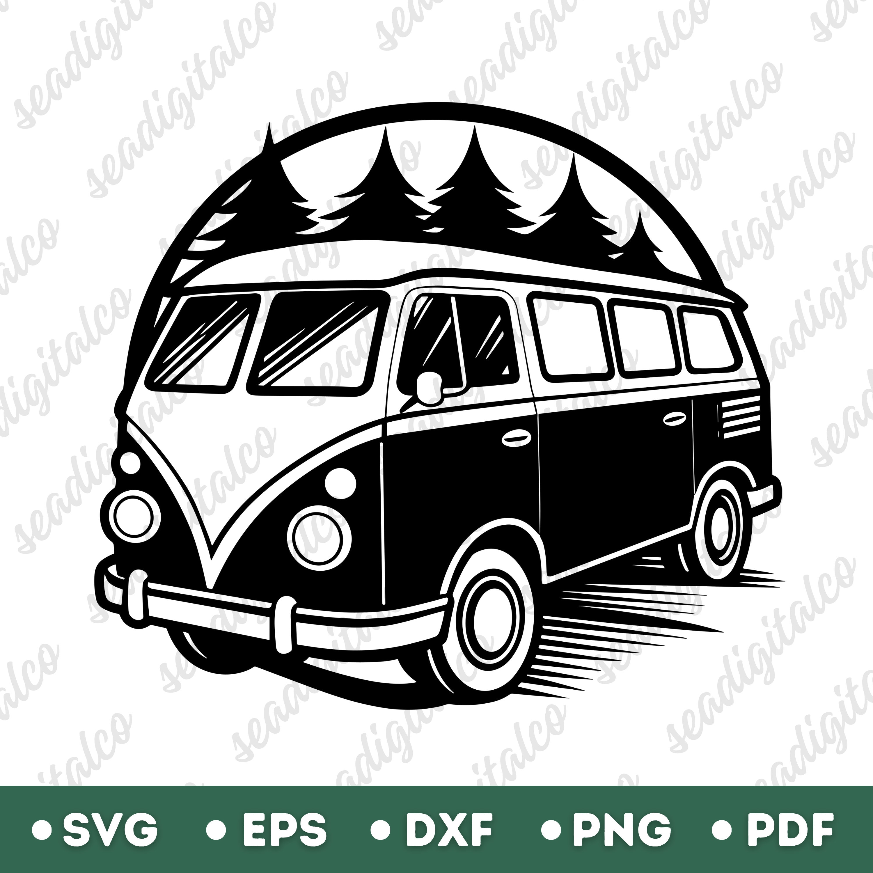 Camper Van Svg, Retro Van Clipart, Hippie Bus, Camping Svg, Travel Svg ...