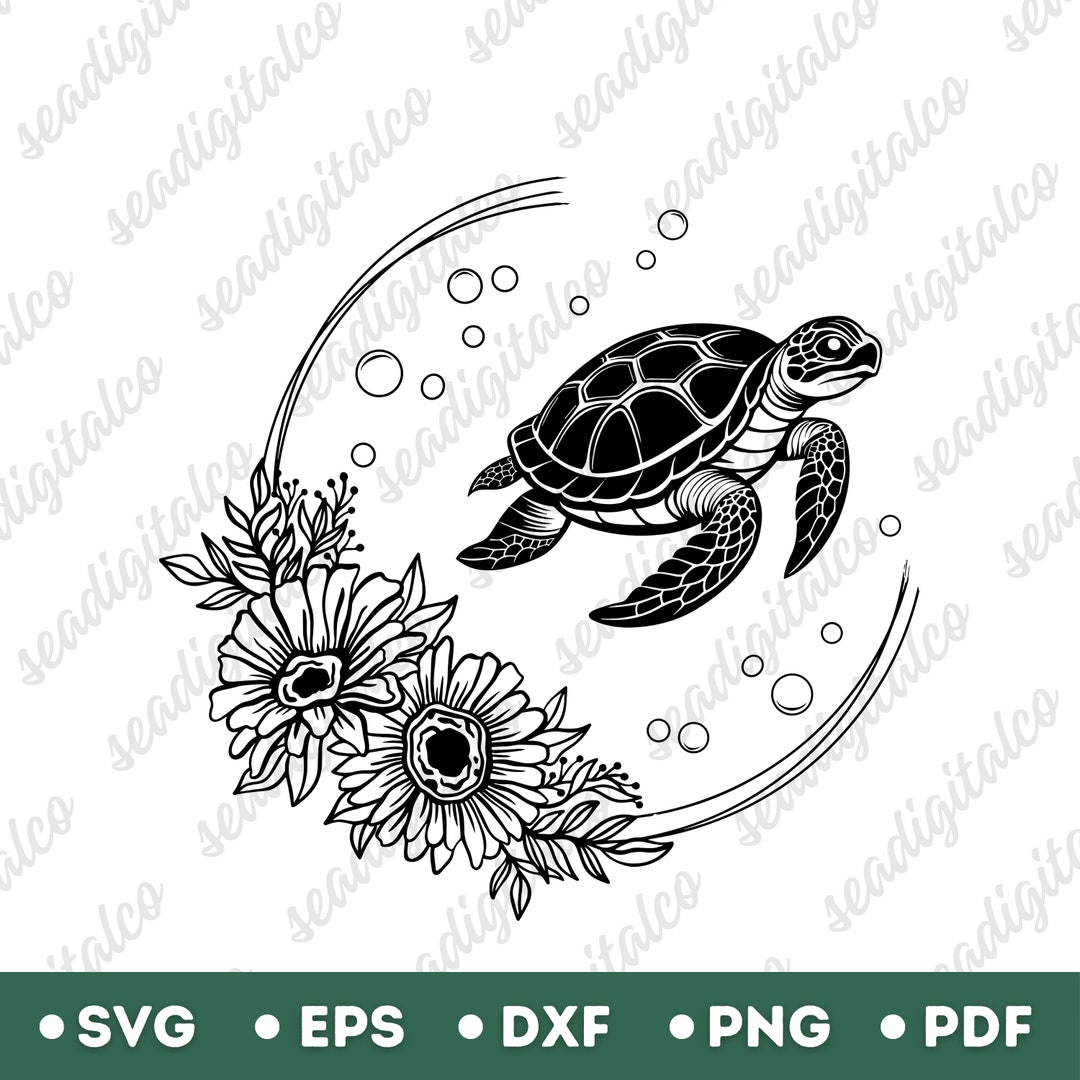 Sea Turtle Svg, Flower Turtle Svg Files for Cricut, Sea Life Svg ...