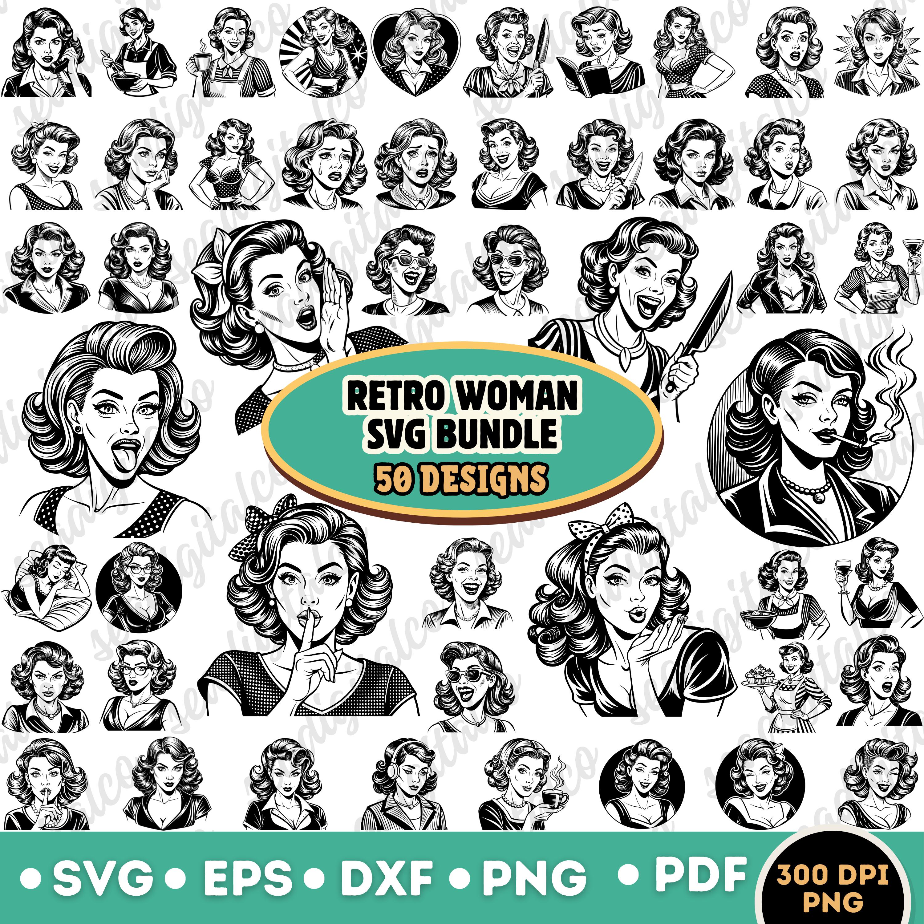 Retro Women SVG Bundle, Retro Housewife Svg, Sassy Mom Cut File, Retro ...