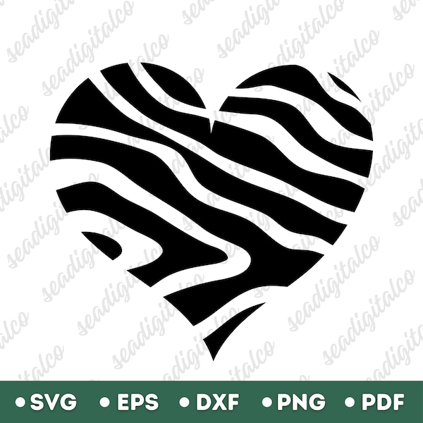 Zebra Print Heart - Etsy