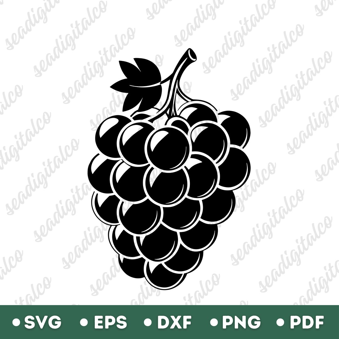 Grapes Silhouette SVG, Grape Vine Svg, Wine Grape Svg, Fruit Svg, Grape ...