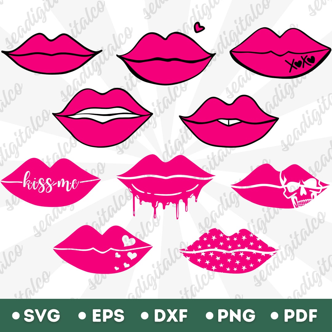 Pink Lips SVG Bundle, Skull Lips Svg, Dripping Lips Svg, Feminine Lip ...