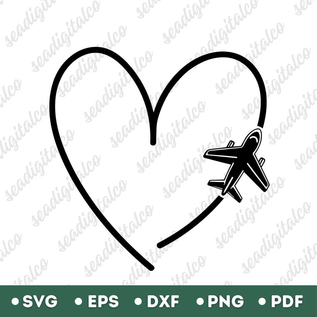 Airplane SVG File, Airplane Heart Svg, Airplane Route Svg, Airplane ...