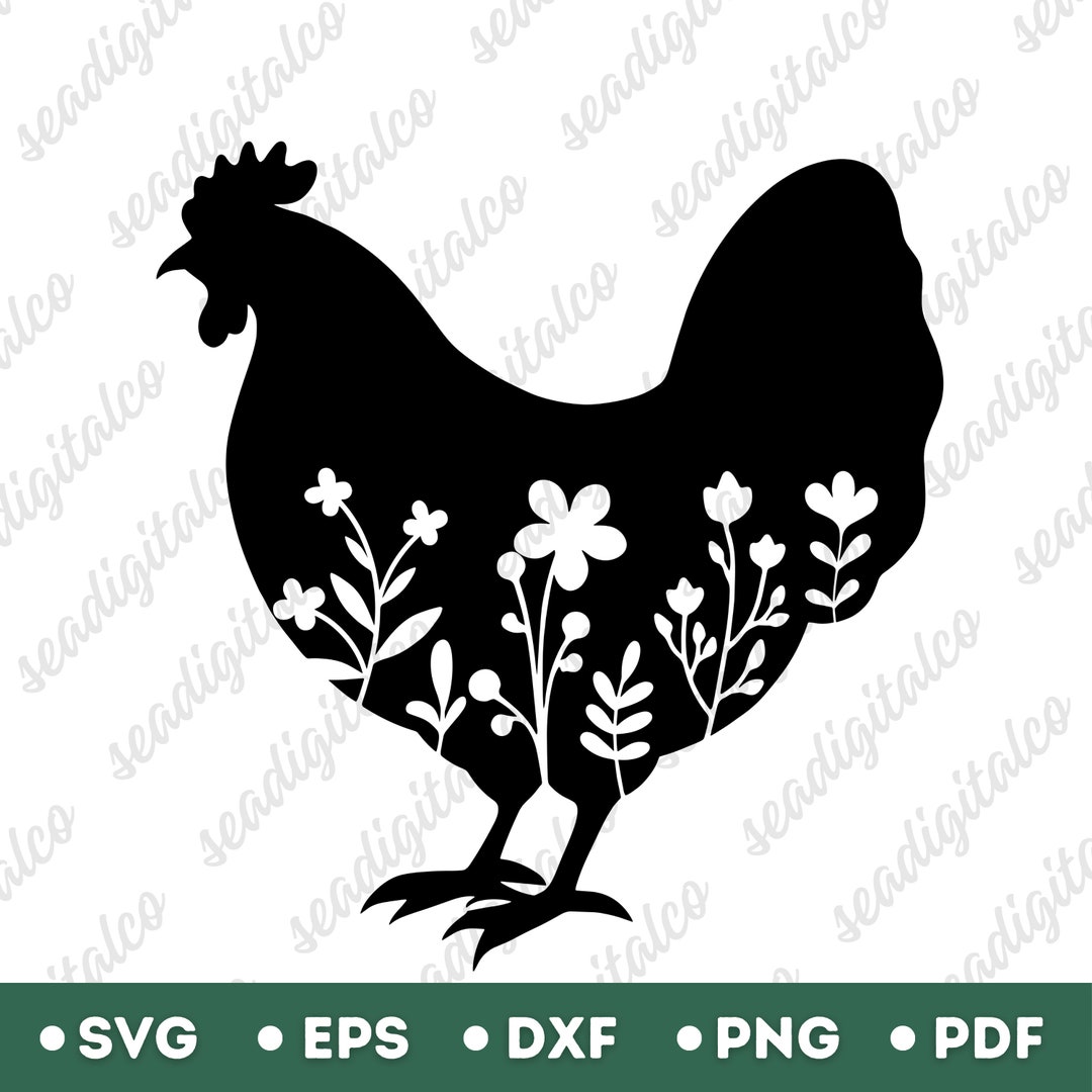 Floral Chicken SVG, Farm Animals Svg, Chicken Flower Png, Chicken ...