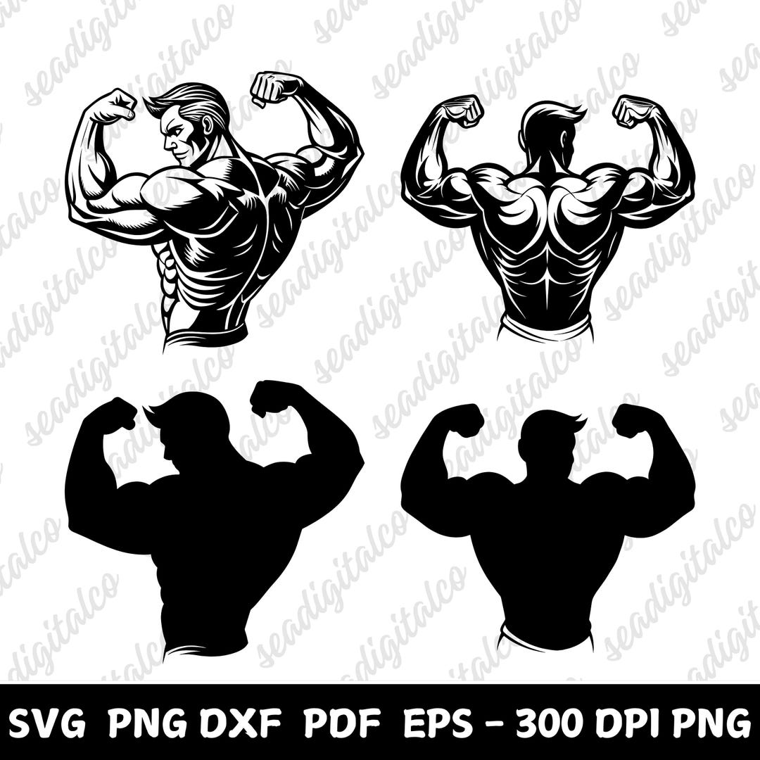 Bodybuilding SVG Bundle Gym Workout Cut Files Muscle Man Fitness ...