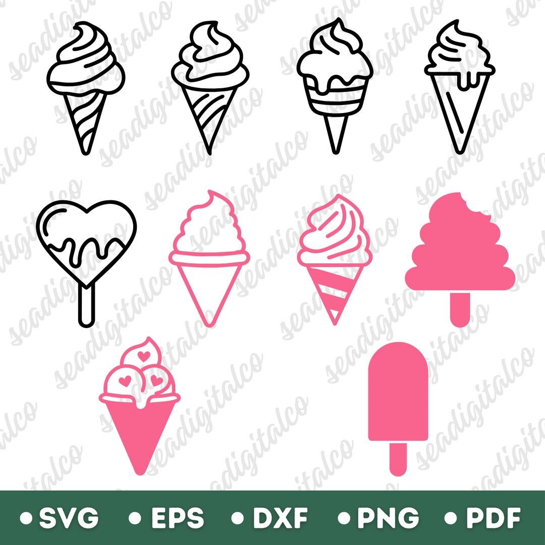 Ice Cream Svg Bundle, Ice Cream Cone Svg, Ice Cream Outline, Summer Svg ...