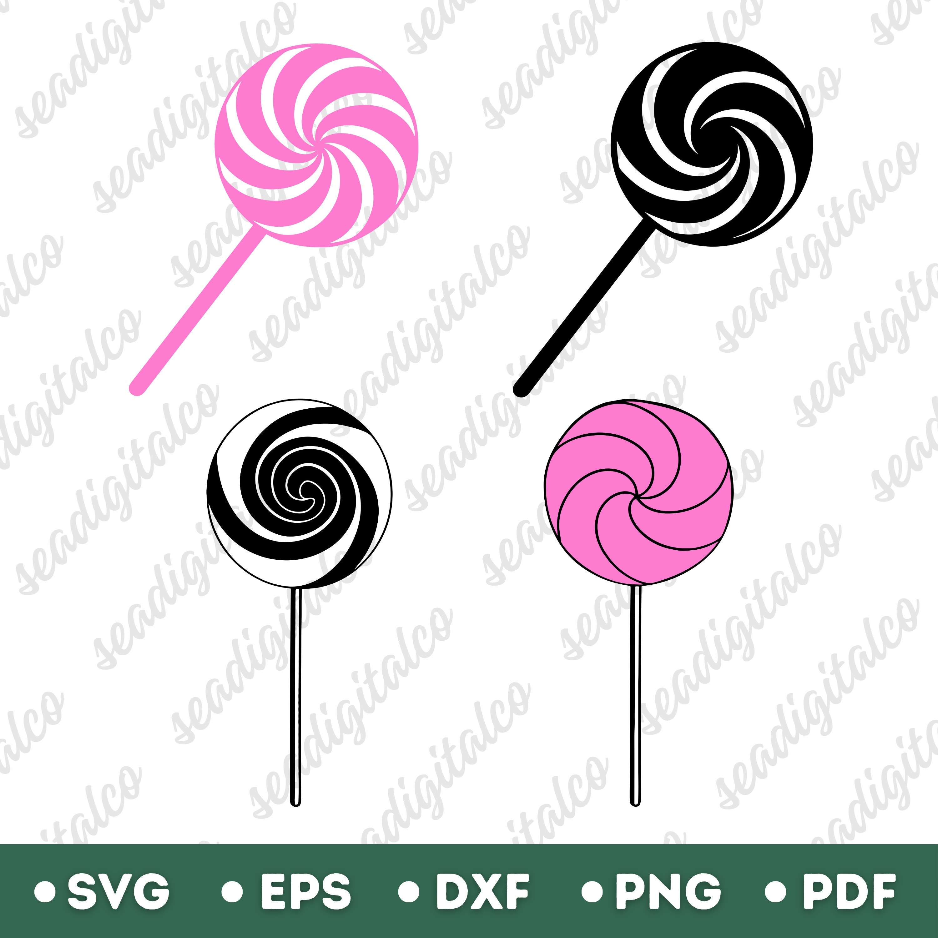 4 Lollipop Svg, Candy Vector, Candy Clipart, Spiral Lollipop Svg ...