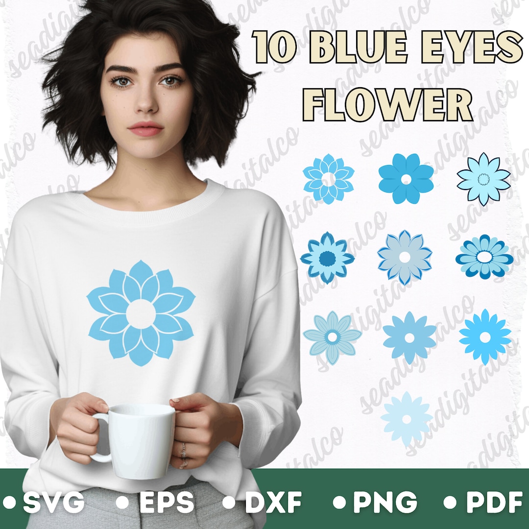 Flower Svg Bundle, Blue Flower Svg, Floral Svg, Flowers Clipart, Flower ...