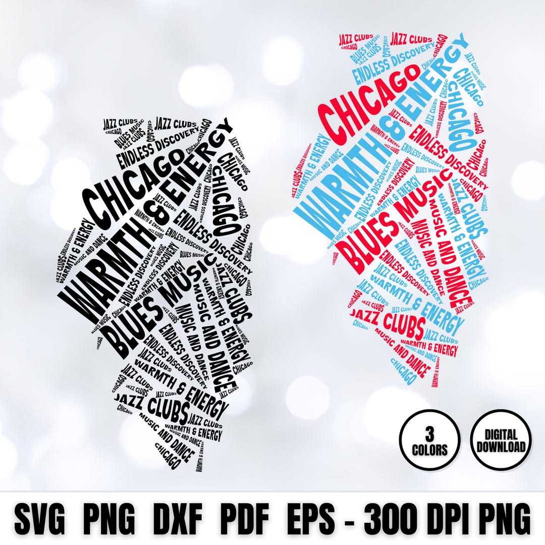Chicago Illinois Svg, Chicago Word, Typography City Map, State ...