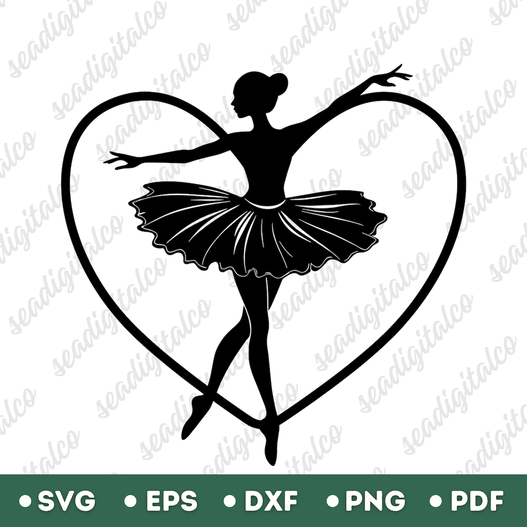 Ballerina Svg, Dance Heart Svg, Dance SVG Cut File for Cricut, Dancer ...