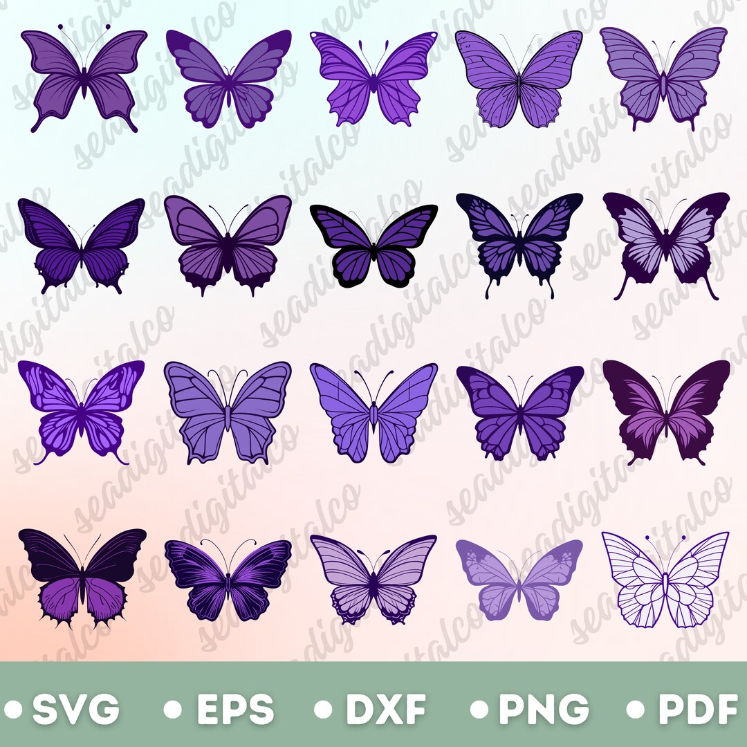 Butterfly SVG Bundle, Purple Butterfly Svg, Butterfly Clipart ...
