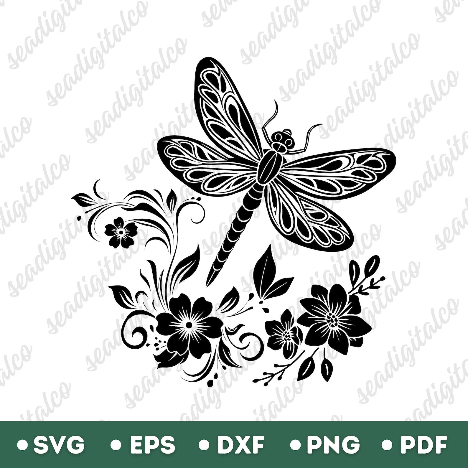 Dragonfly With Flowers Svg, Dragonfly Svg, Dragonfly Svg Cut Files for ...