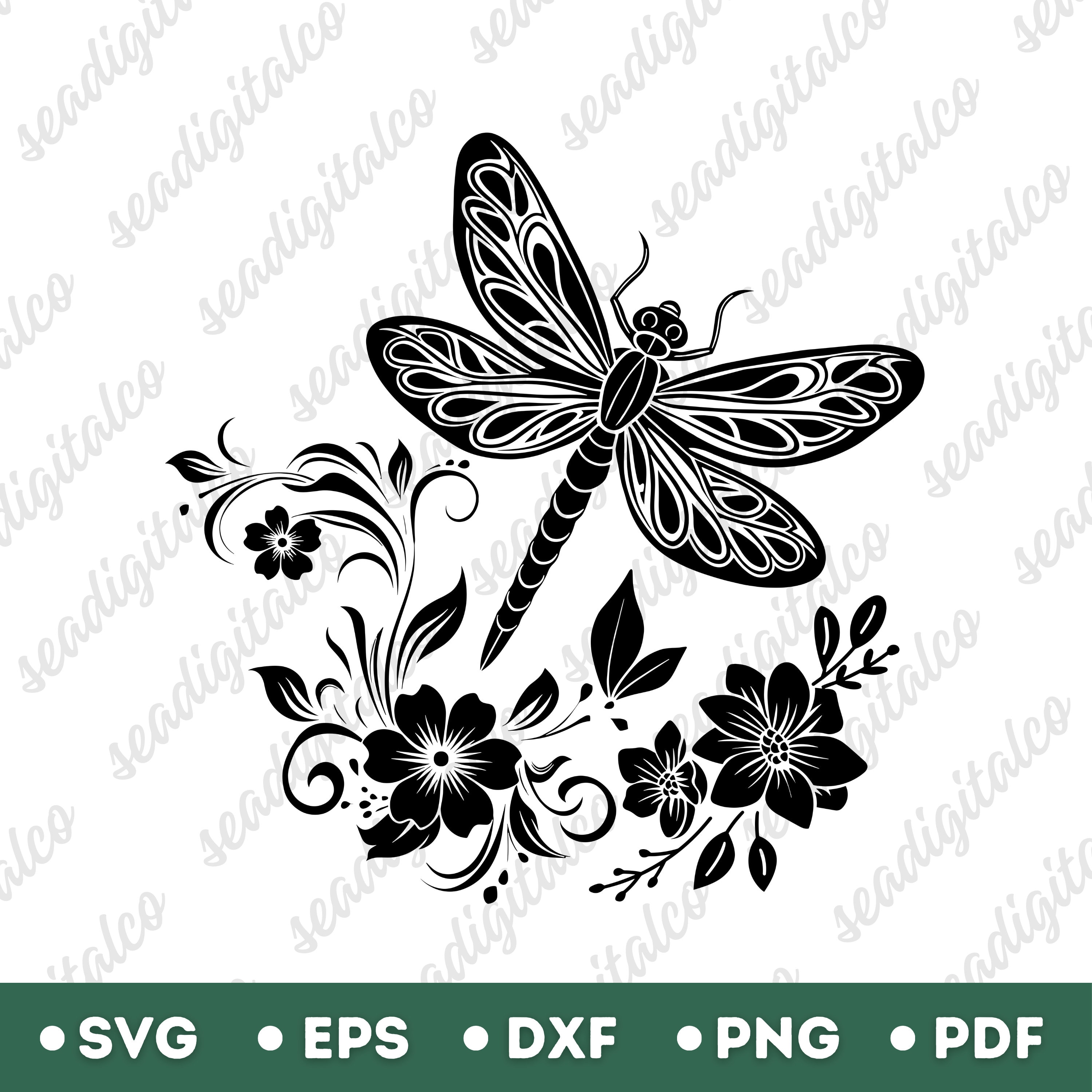 Dragonfly With Flowers Svg, Dragonfly Svg, Dragonfly Svg Cut Files for ...
