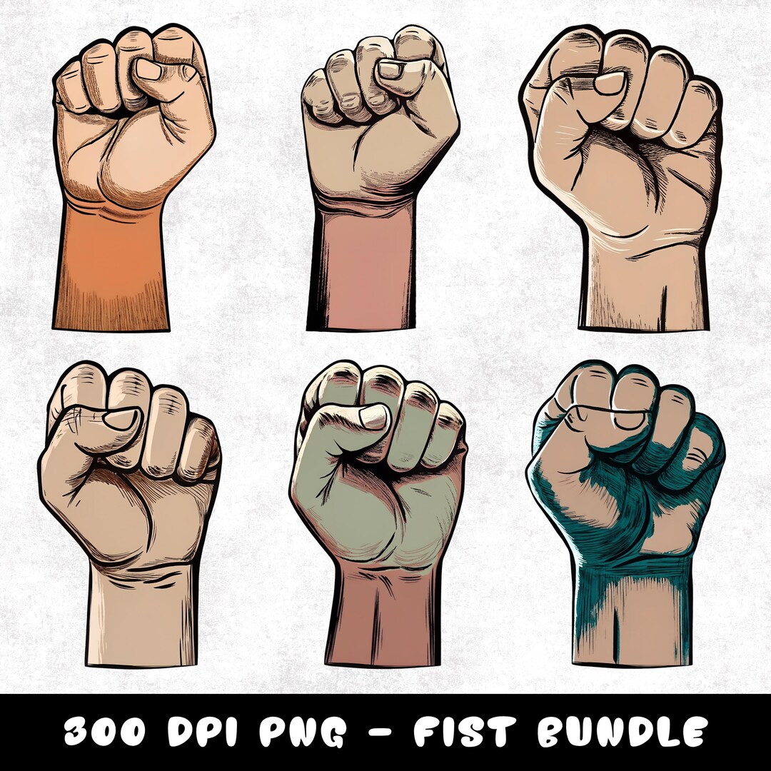 Raised Fist PNG Bundle, Activism Design Clipart, Protest Symbol Graphic ...