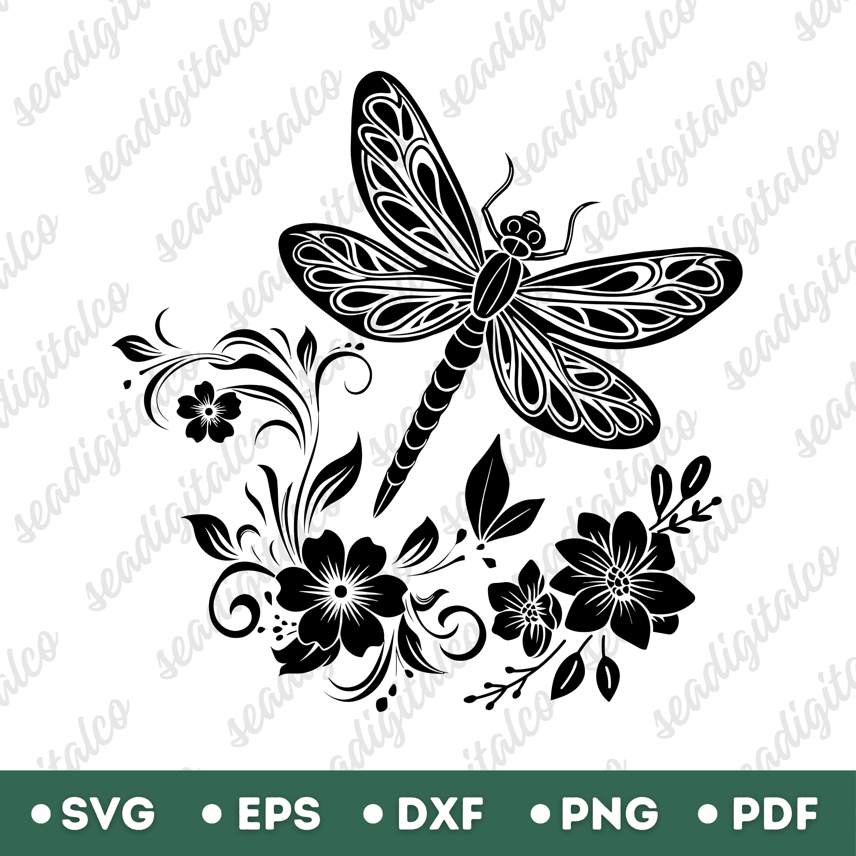 Dragonfly With Flowers Svg, Dragonfly Svg, Dragonfly Svg Cut Files for ...
