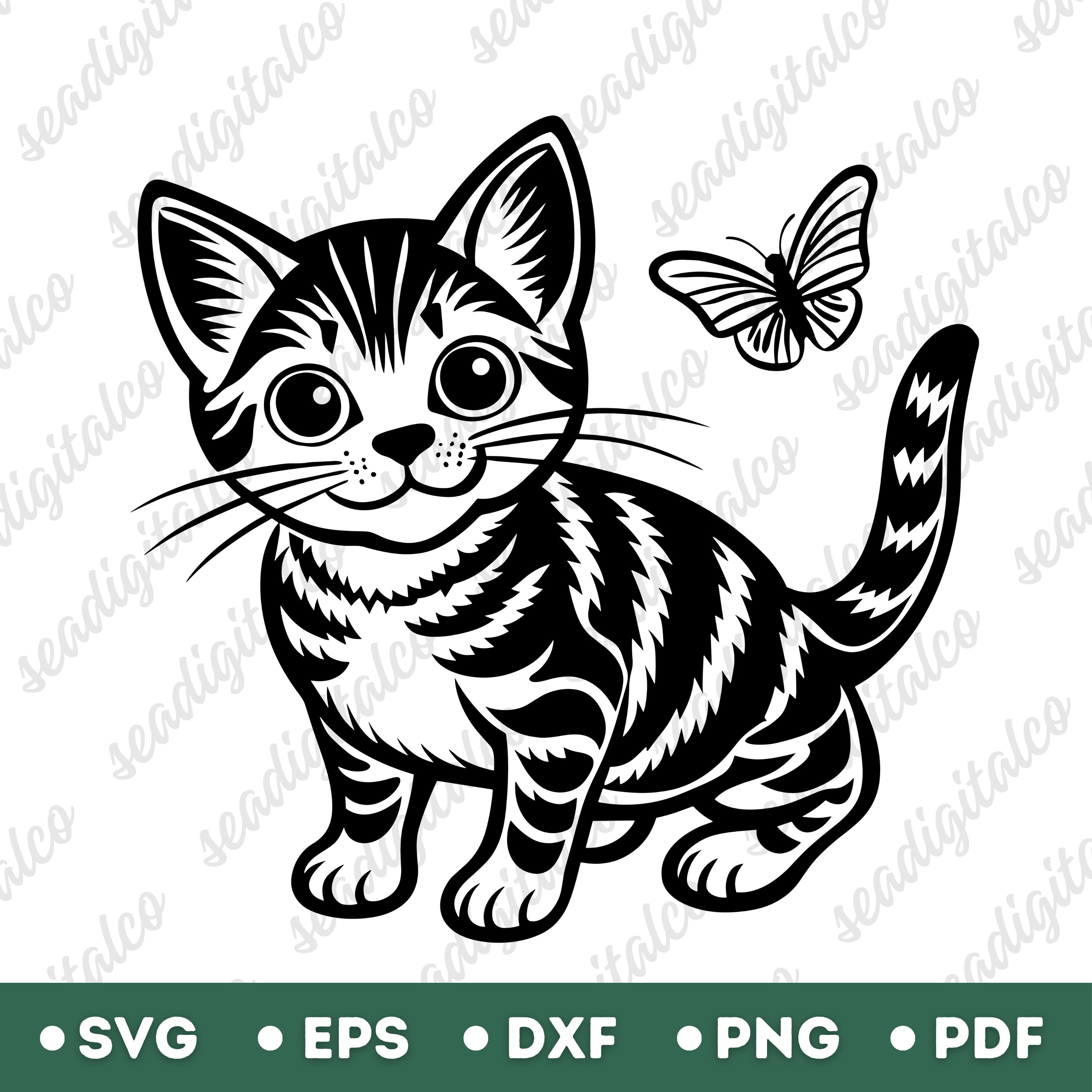 Kitten Svg, Cute Cat Svg, Baby Cat Svg, Butterfly Cat Clip Art, Cat ...