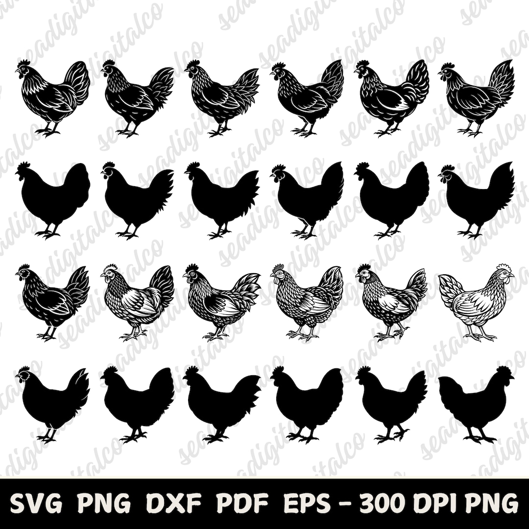 Chicken SVG Bundle Funny Rooster, Hen Clipart Farm Life Cut Files for ...