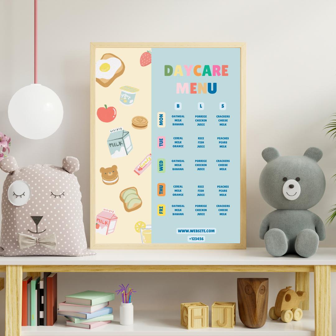 Daycare Menu Daycare Menu Template Daycare Business by Curly Ideas - Etsy