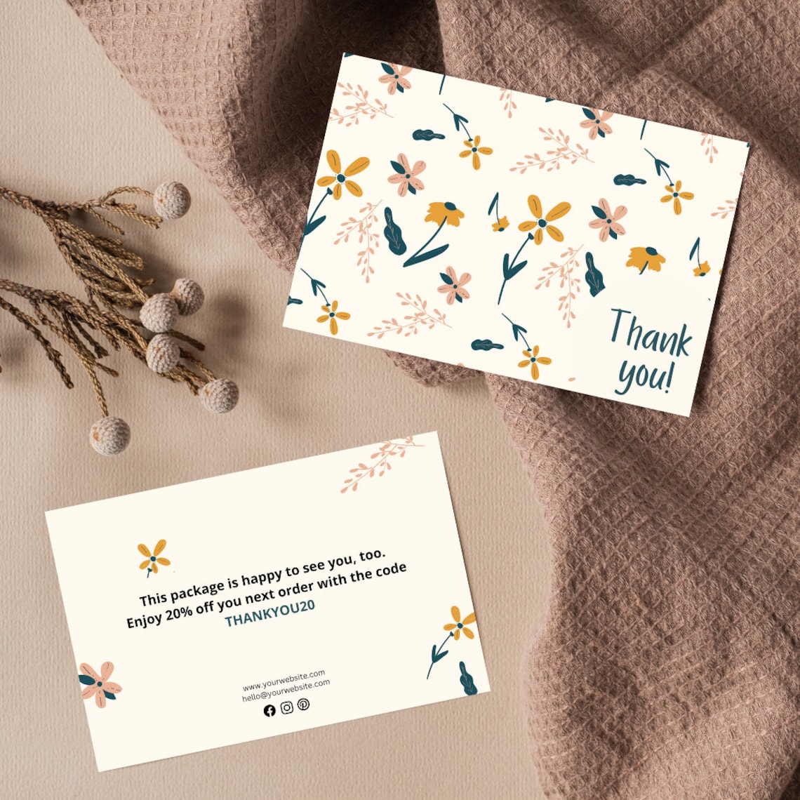 Thank You Card Business Thank You Card Template Printable Card by Curly ...