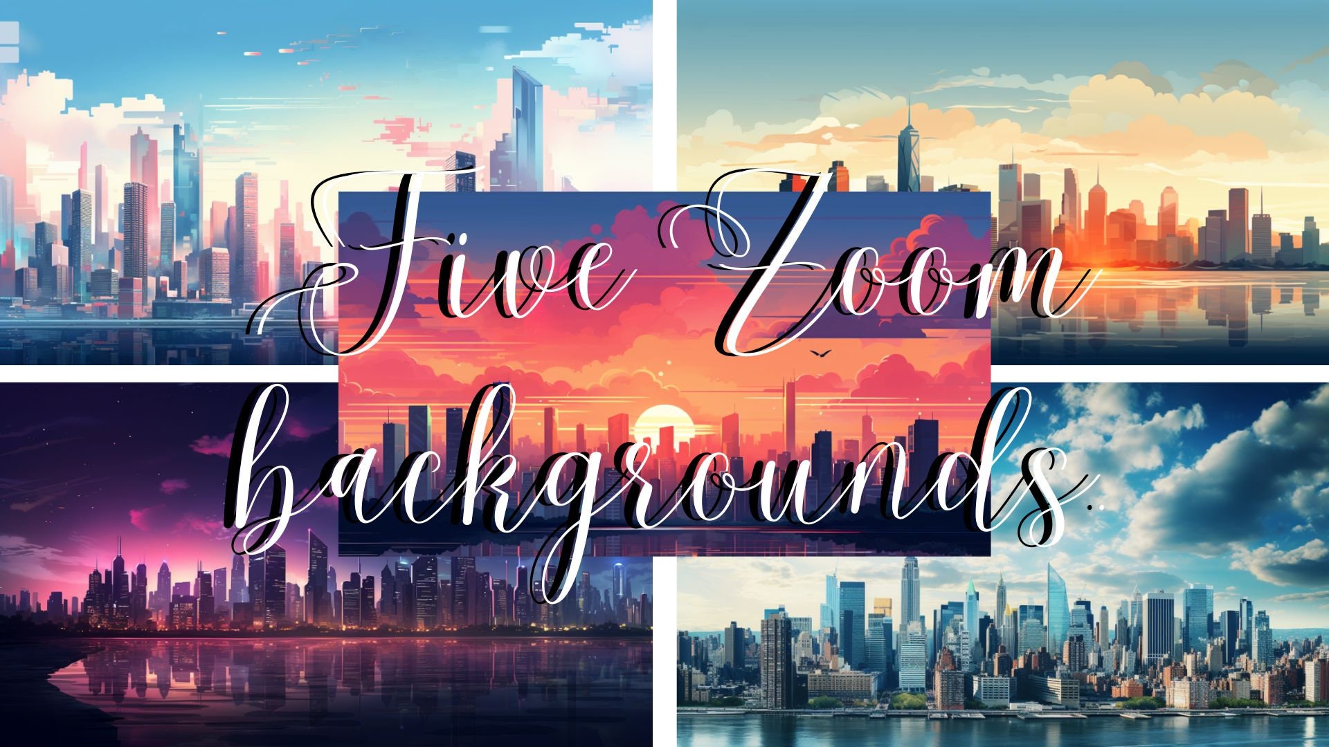 5 Pack Zoom Background, Cityscape Virtual Background, Zoom Meeting ...