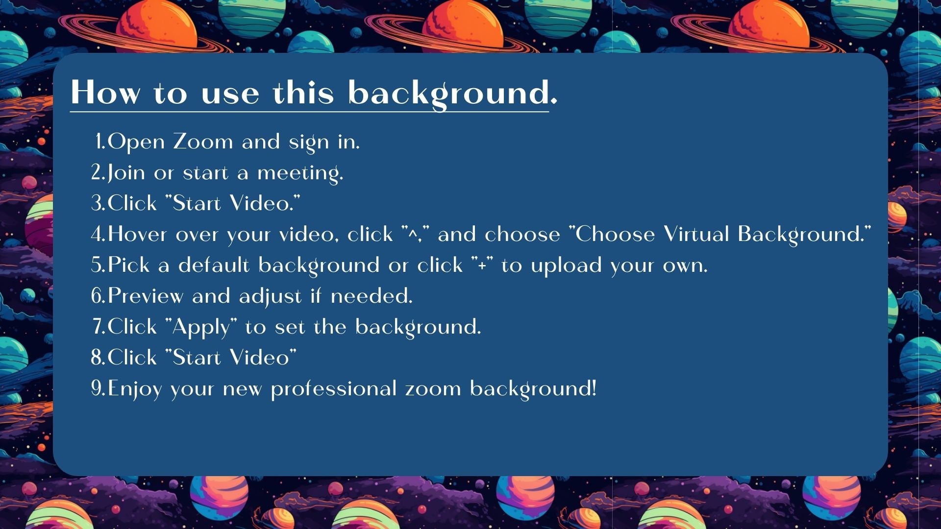 5 Pack Zoom Background Outer Space Virtual Background Zoom - Etsy