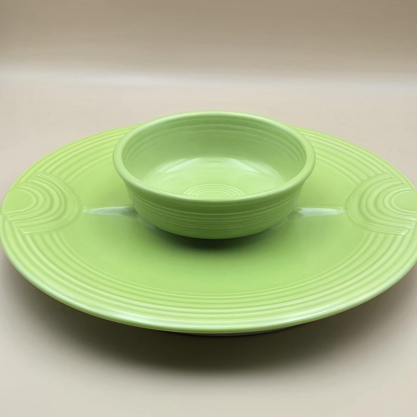 Fiesta Chartreuse Chip & Dip Set, Retired Fiesta Ware Homer Laughlin ...