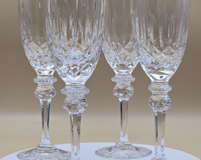 Vintage Rogaska Crystal Champagne Flutes, Cut Crystal Flutes, Knob Stem ...