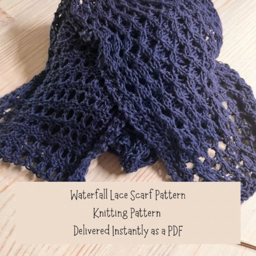 Waterfall Knitted Lace Scarf Pattern | PDF Instant Download Knitted ...