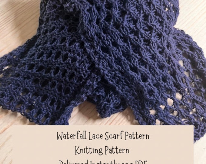 Waterfall Knitted Lace Scarf Pattern | PDF Instant Download Knitted ...