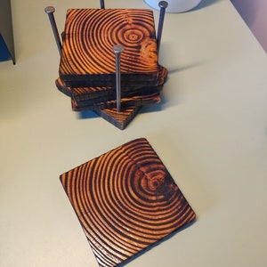 Set of 6 Handmade Rustic Reclaimed Wood Coasters With Holder - Etsy