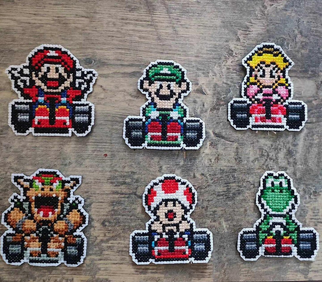 Mario Kart Magnet Made in Cross Stitch - Etsy