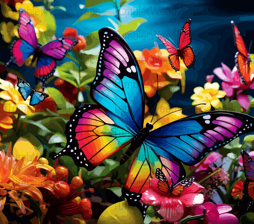 3D Colorful Butterfly Tumbler Wrap Butterfly Tumbler Wrap for Butterfly ...