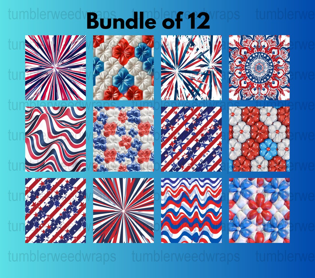Patriotic Tumbler Wrap Bundle Red White & Blue Tumbler Wrap Bundle 4th ...
