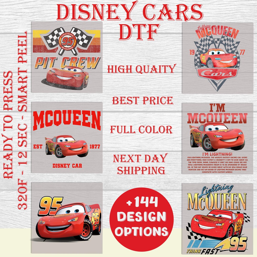 Cars Pit Crew Ready to Press, Lightining Mcqueen Dtf, Disney Cars DTF ...