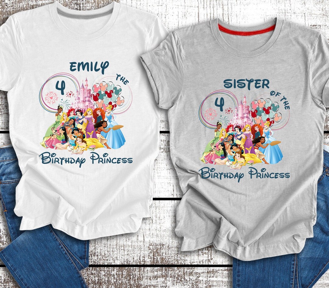 Disney Princesses Birthday Shirt, Personalized Princess Birthday Shirt, Birthday Princess Shirt ...
