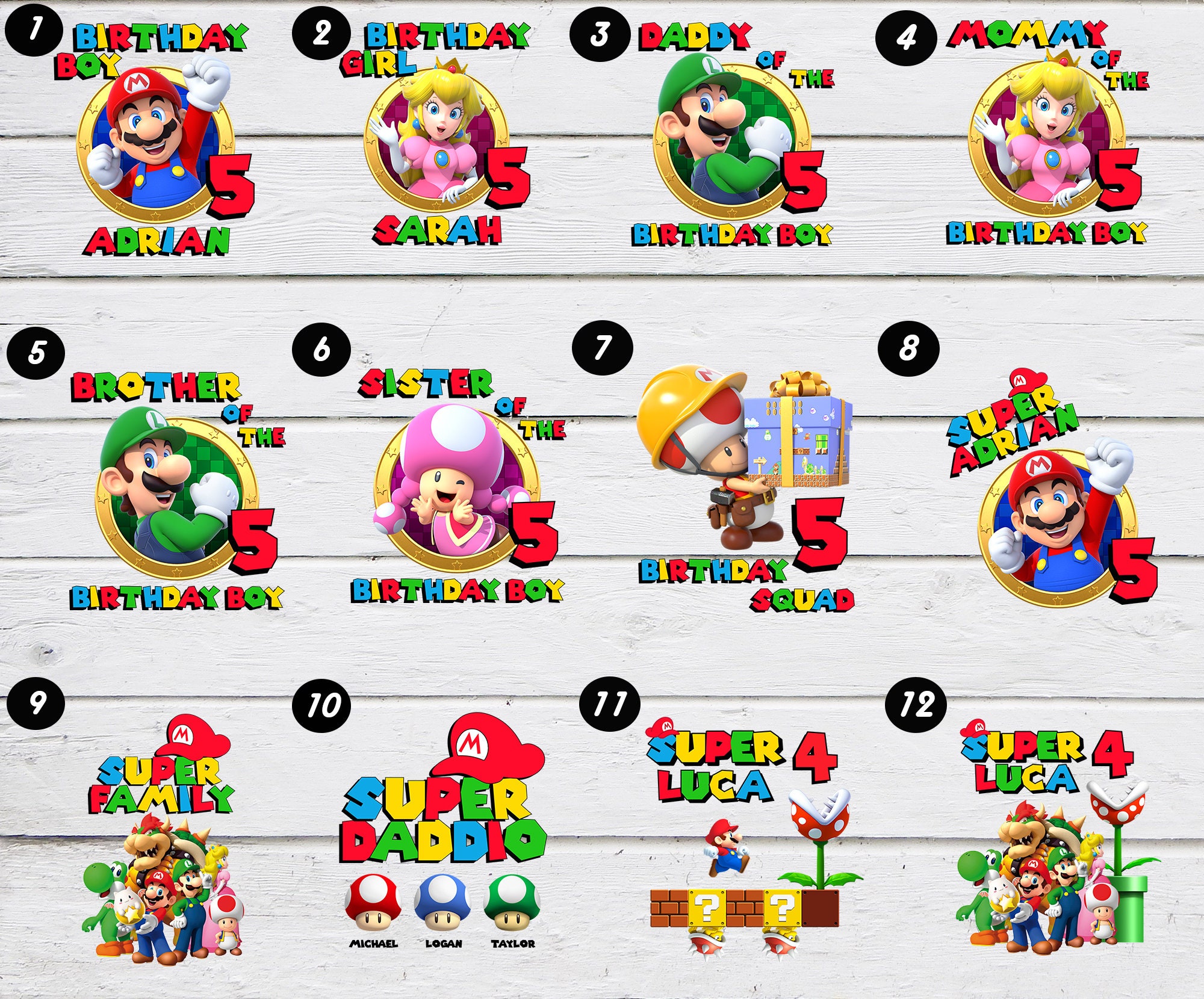 Super Mario Birthday Shirt, Super Mario Family Shirt, Mario Birthday ...