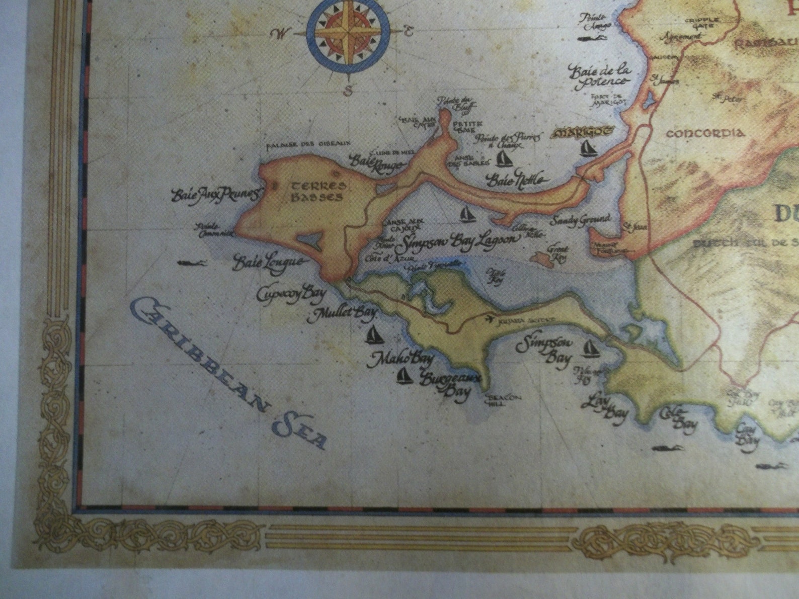 Vintage Paper Historic Map of St. Martin/st. Maarten by Greenwith ...