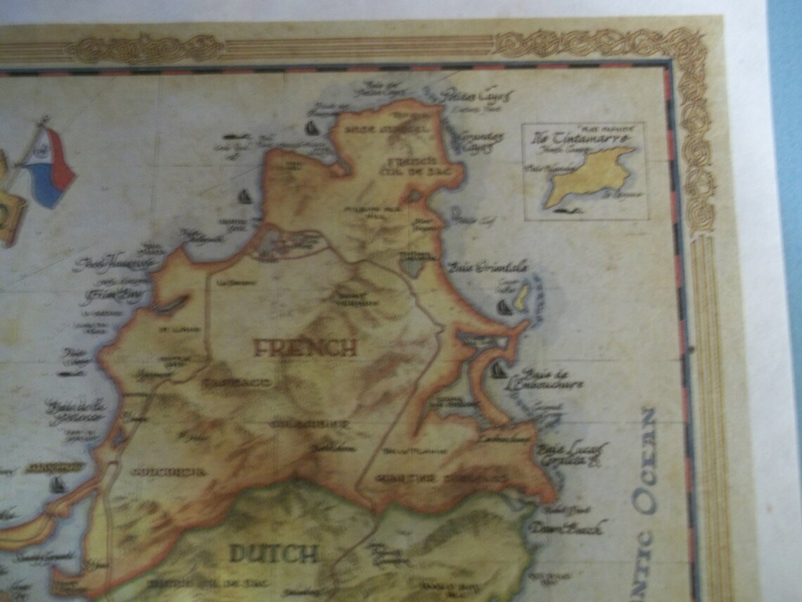 Vintage Paper Historic Map of St. Martin/st. Maarten by Greenwith ...