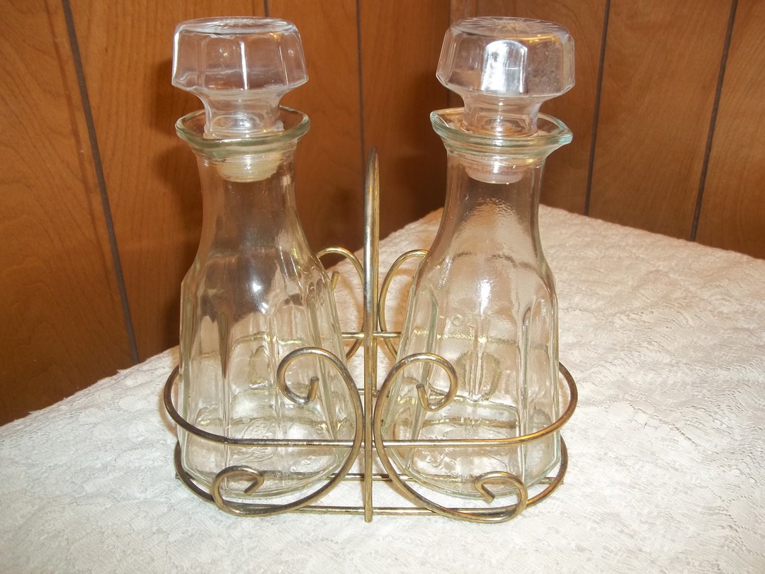 Classic Glass Cruet Holder Set With Good Seasons Bottles - Etsy
