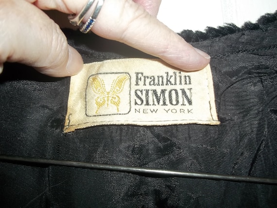 Franklin Simon Crushed Black Velvet Cape Jacket Mink … - Gem