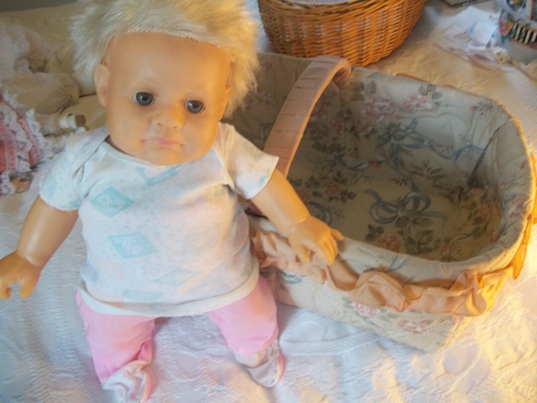 Vintage Hasbro Real Baby Doll 1986 Sad Face Blue Eyes Blond Hair 18 ...