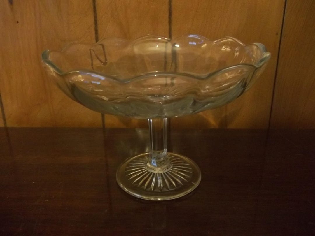 Antique Uranium Glass Compote by Mckee-jeanette Glass Co. | Clear Glass ...