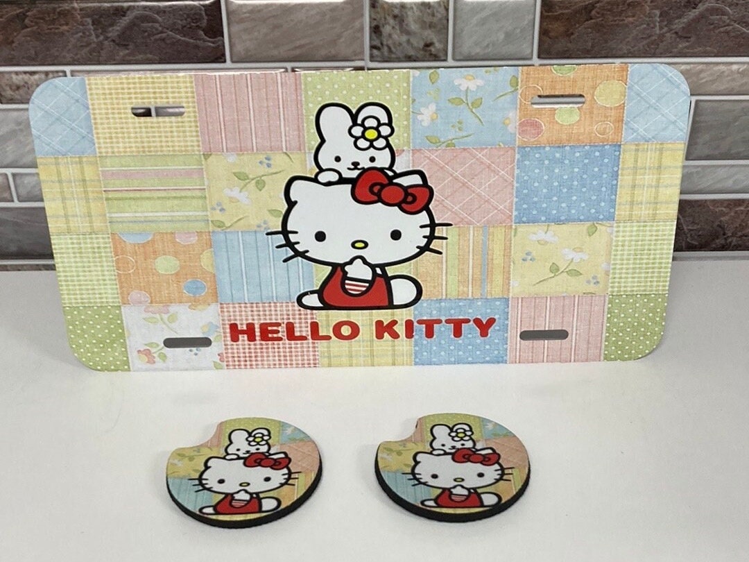 Hello Kitty Logo License Plate With Car Coasters - Etsy