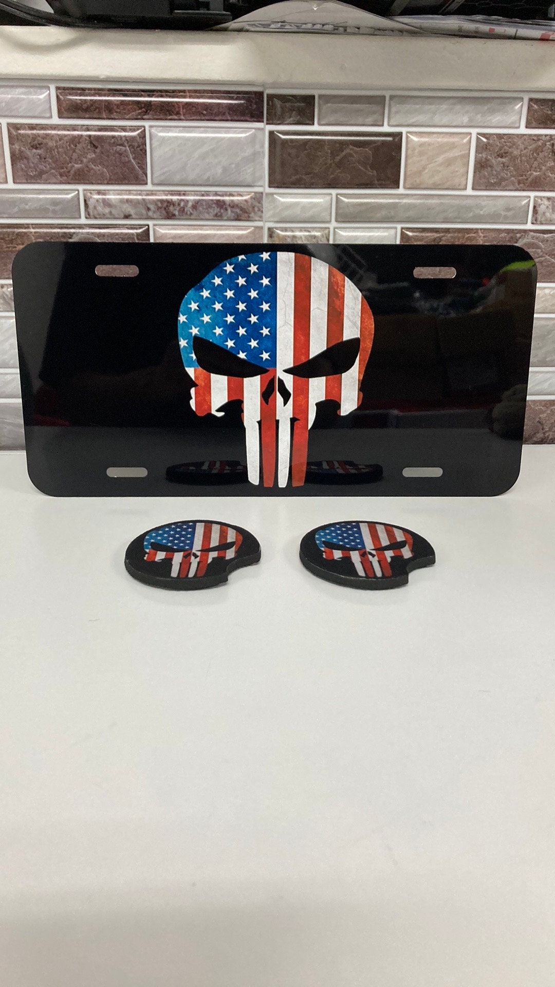 Punisher License Plate With Cup Holder Inserts - Etsy