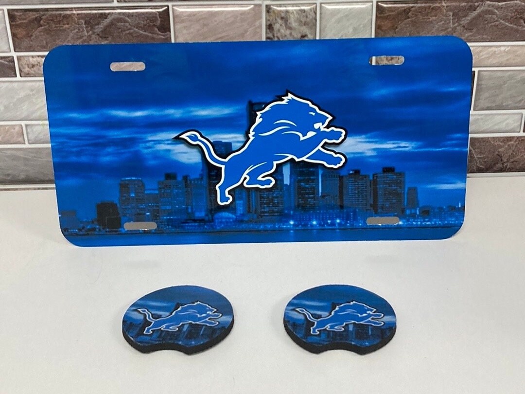 Detroit Lions License Plate With Car Coasters - Etsy