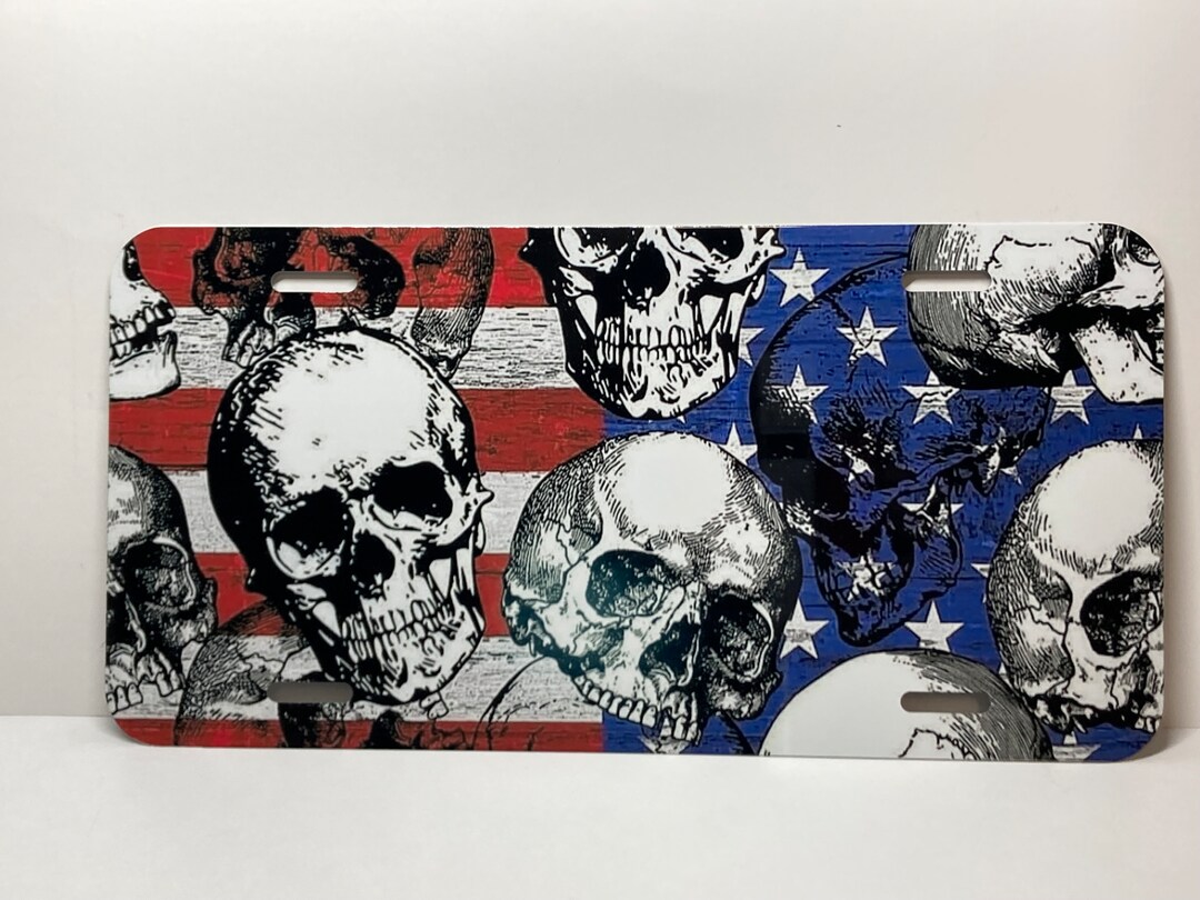 American Flag Skulls License Plate - Etsy