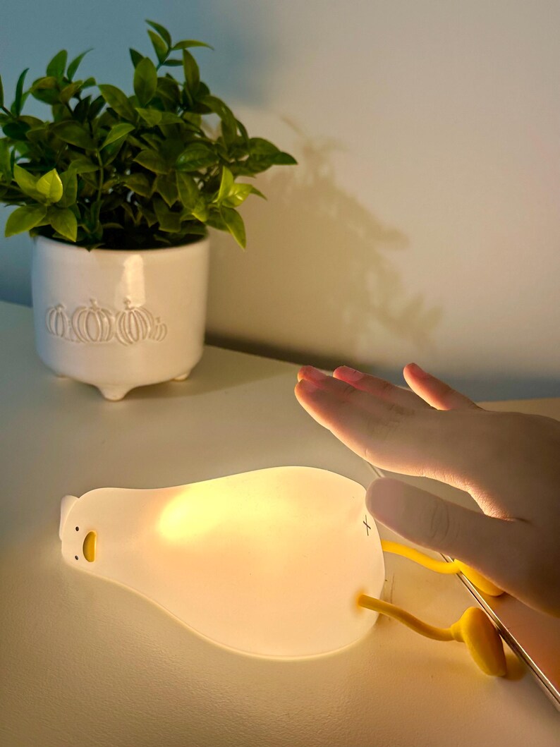 Adorable Duck Night Light Rechargeable Silicone Lamp With Dimmable ...