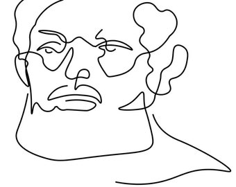 Continuous Line Drawing of Standing Man Crossing Hand Gesture. - Etsy