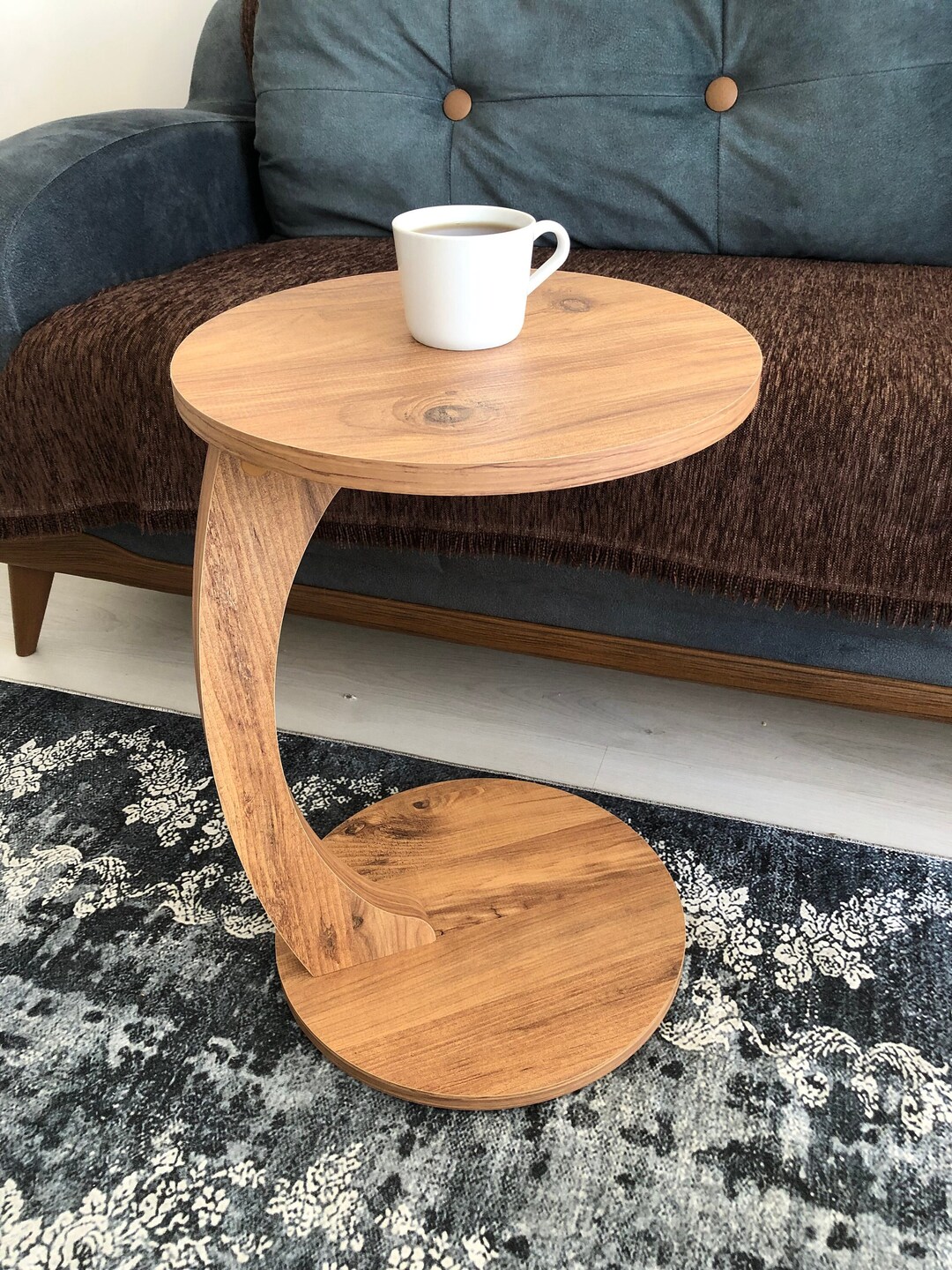 C Table for Sofa, Wooden Side Table, Sofa Side Table, Round Coffee ...